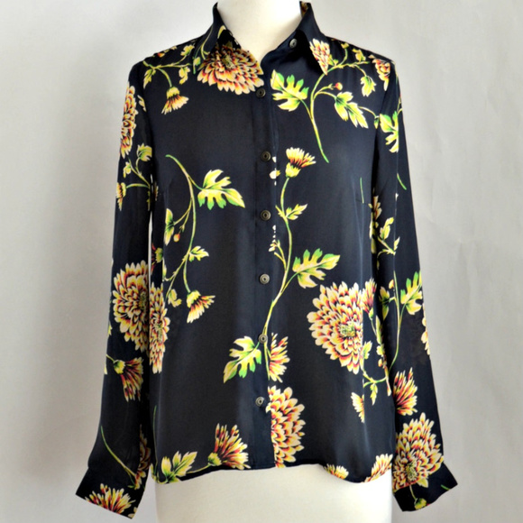 Cabi Tops Cabi Button Up Long Sleeve Flower Print Blouse Poshmark